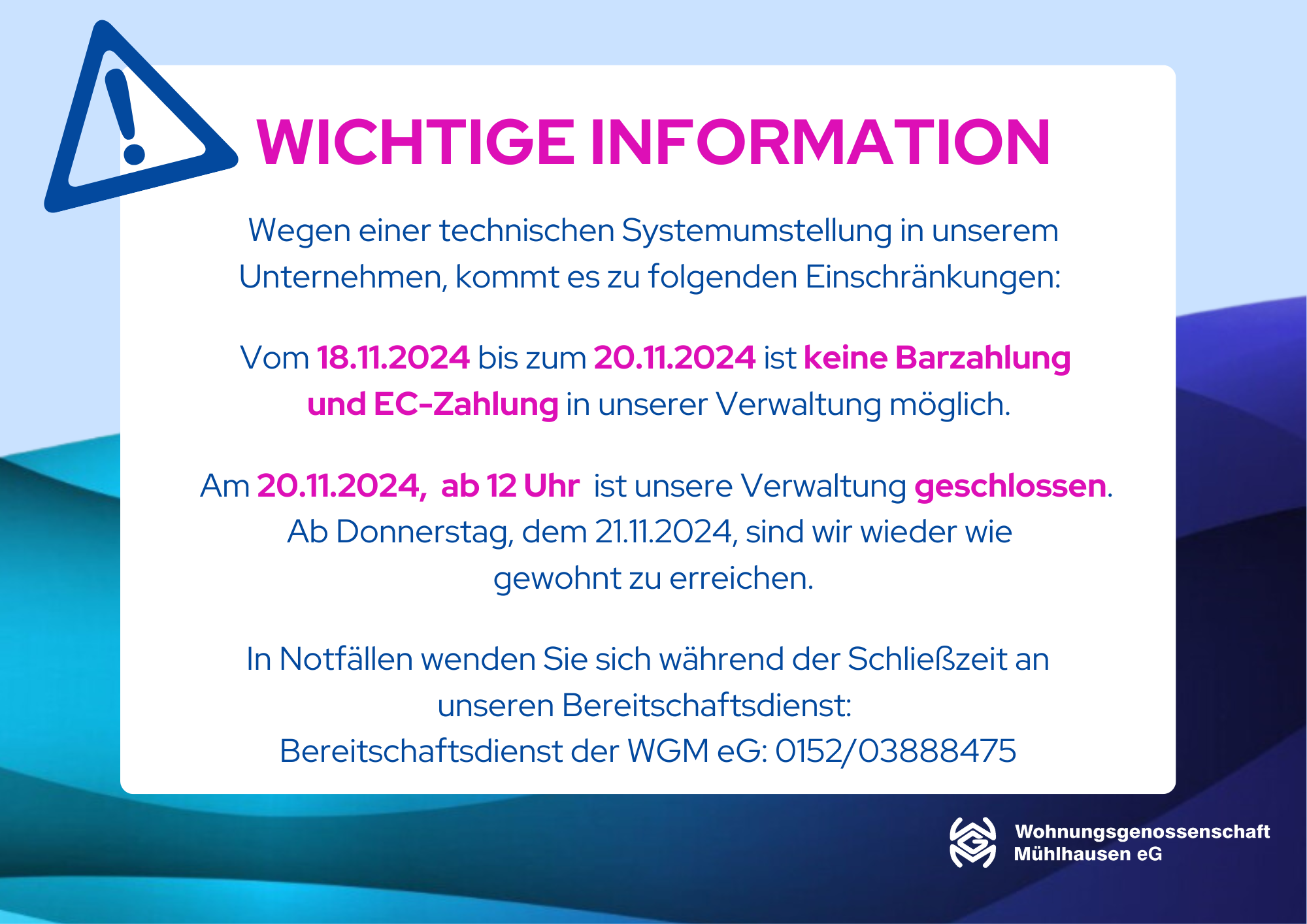 Wichtige Information!